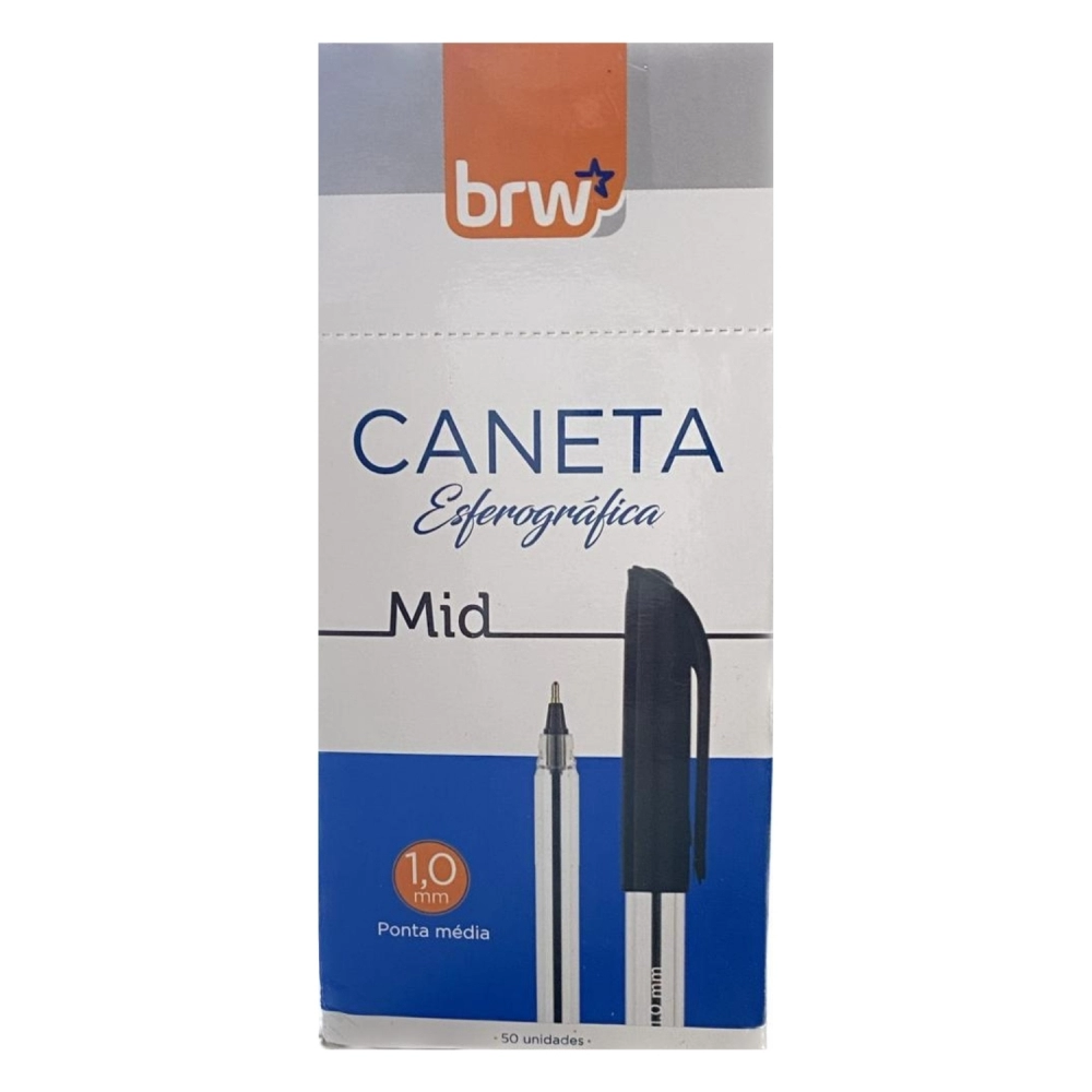 CANETA BRW MID CRISTAL PRETA 1.0 C/50